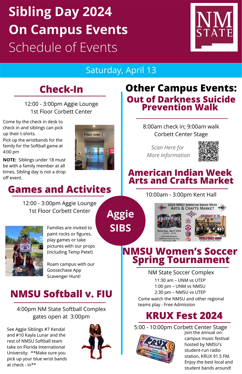 Schedule Sibling Week | New Mexico State University - BE BOLD. Shape ...